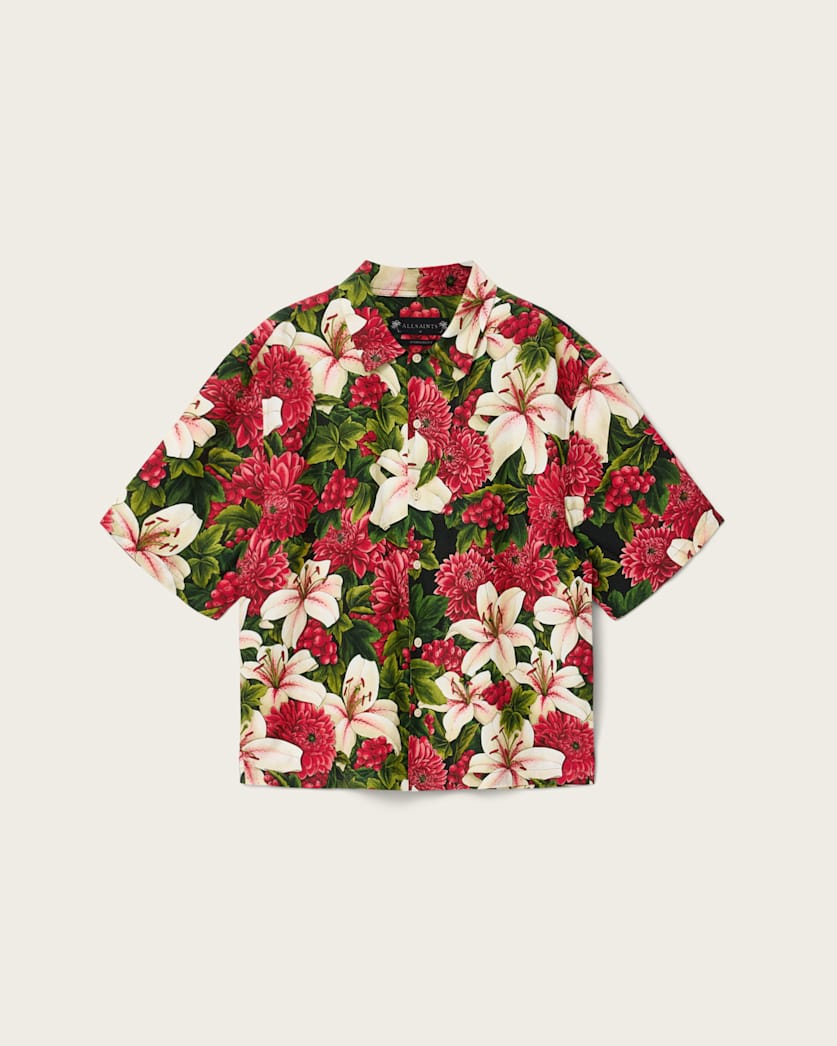 Hokkaido Short Sleeve Linen Blend Shirt Red | ALLSAINTS